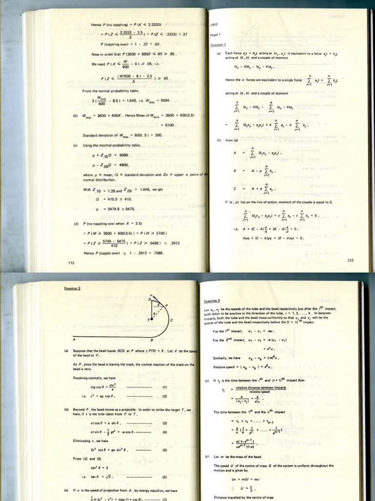 1983 AL Applied Mathematics Paper 1, 2 - Solutions | PDF