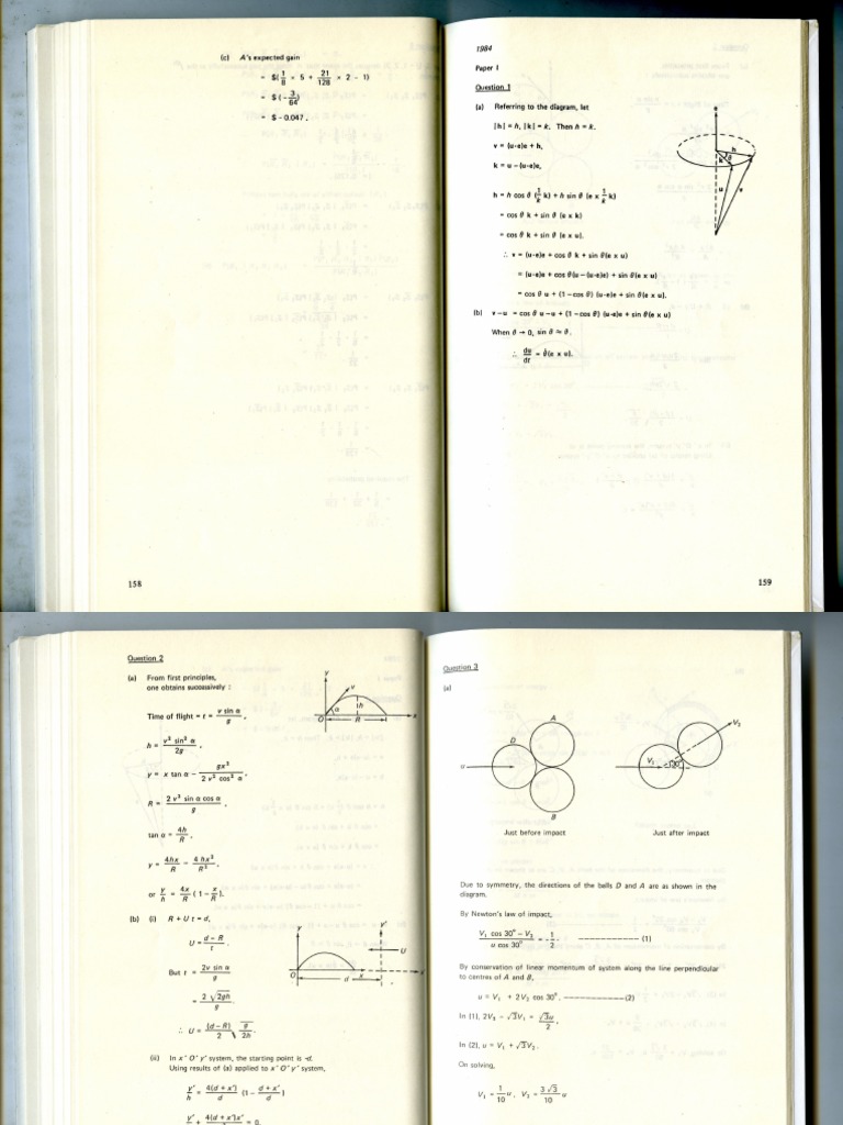 1984 AL Applied Mathematics Paper 1, 2 - Solutions | PDF