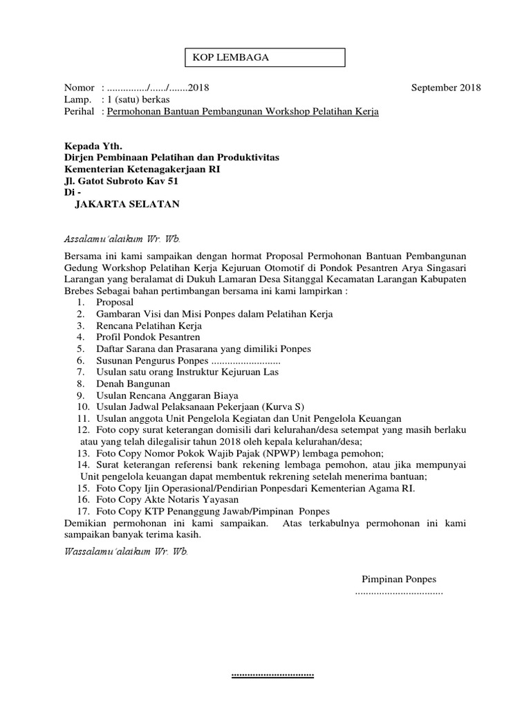 Proposal BLK Pondok Pesantren | PDF | Karier & Perkembangan