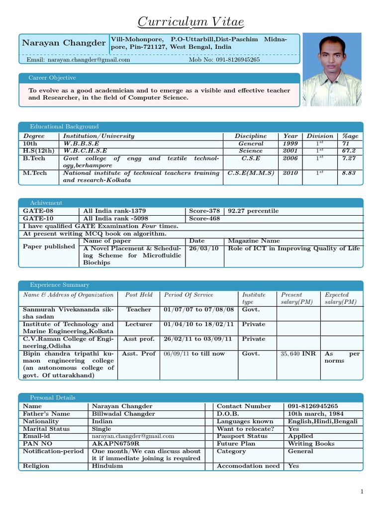 Curriculum V Itae: Narayan Changder | PDF | Algorithms | Software