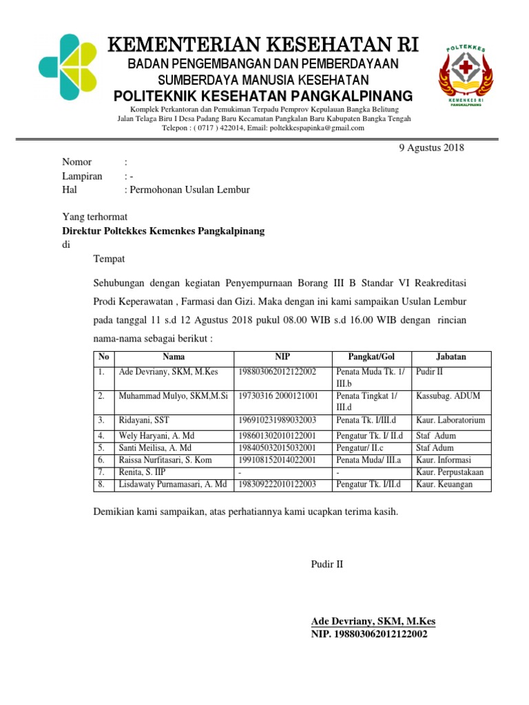 Surat Lembur | PDF