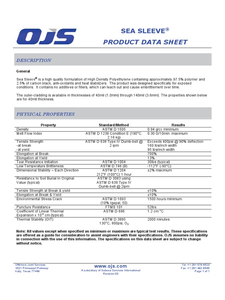 APPENDIX 2 Sea Sleeve Data Sheet and MSDSnew2 PDF | PDF | Dangerous Goods | Combustion