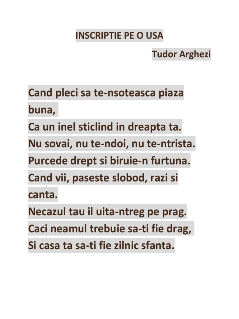Inscriptie Pe o Usa | PDF