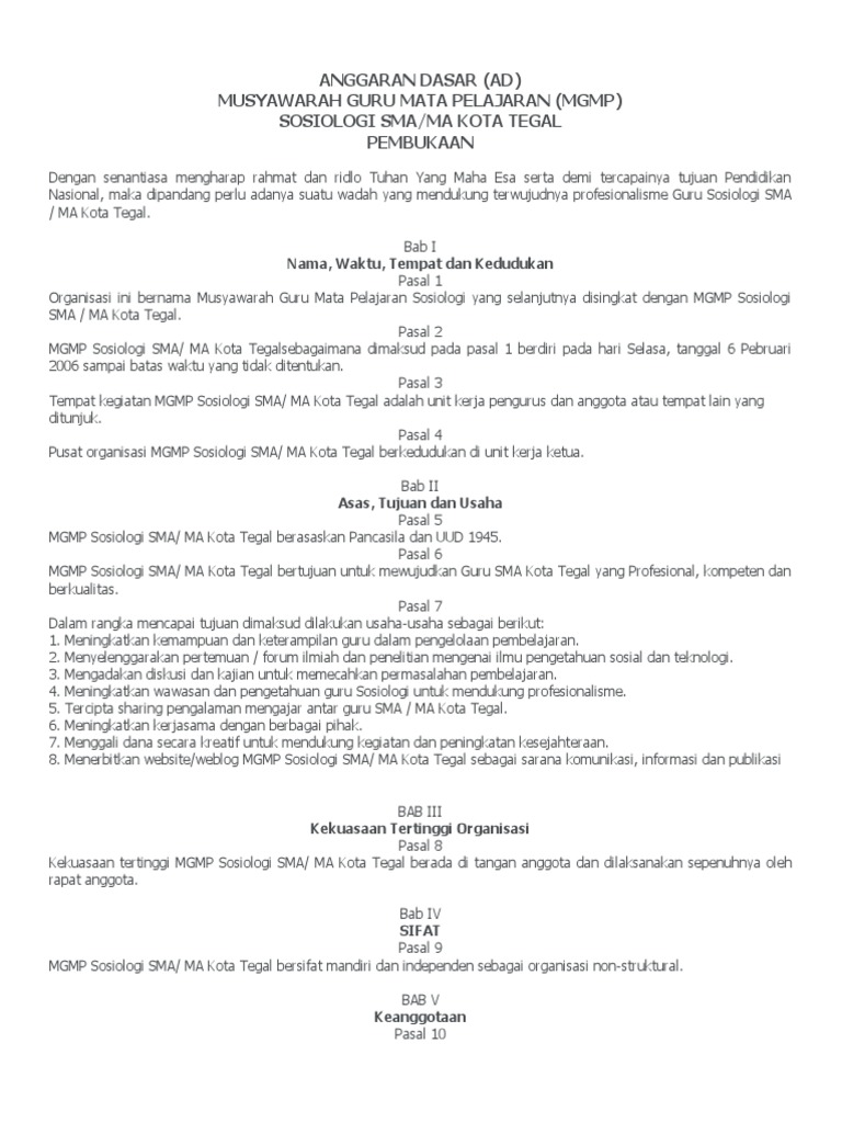 Contoh Ad Art MGMP Sosiologi | PDF