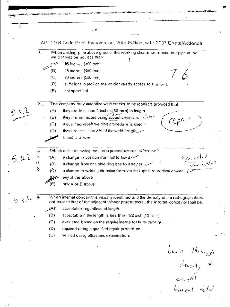 Code API 1104 Exam PDF | PDF