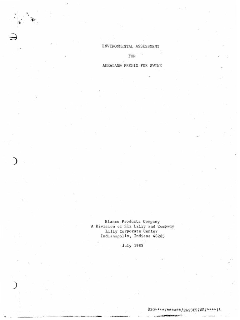 Environpiental Assessnent For Apralan Premix For Swine | PDF | Nature