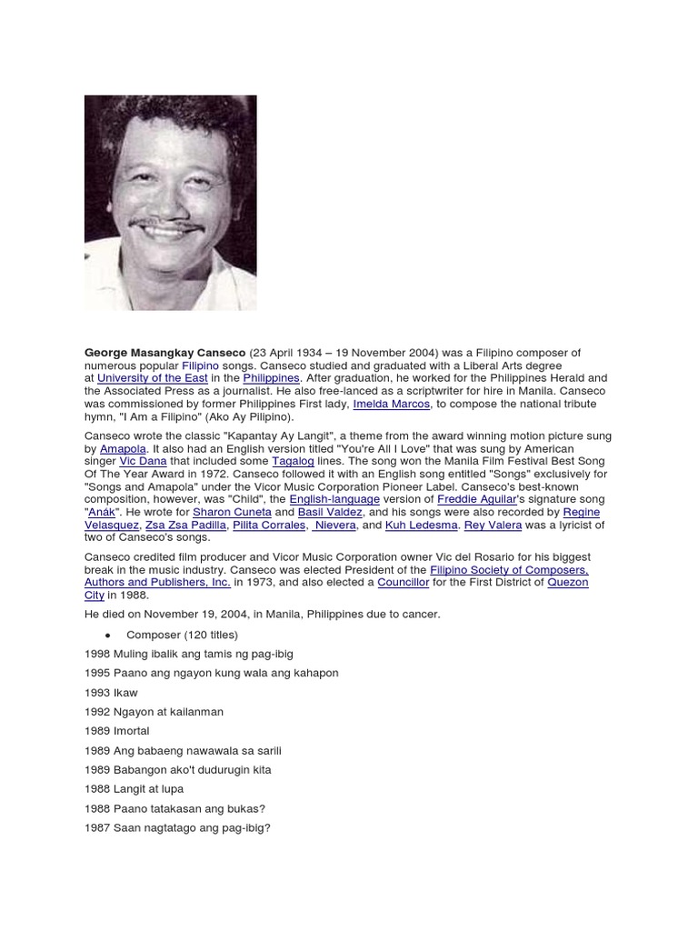 George Canseco: Iconic Filipino Composer | PDF | Art