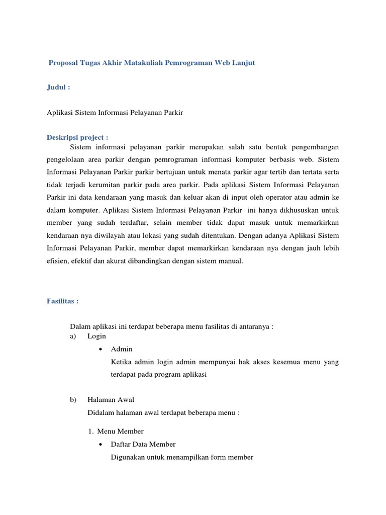 Proposal Tugas Akhir Matakuliah Pemrograman Web Lanjut | PDF