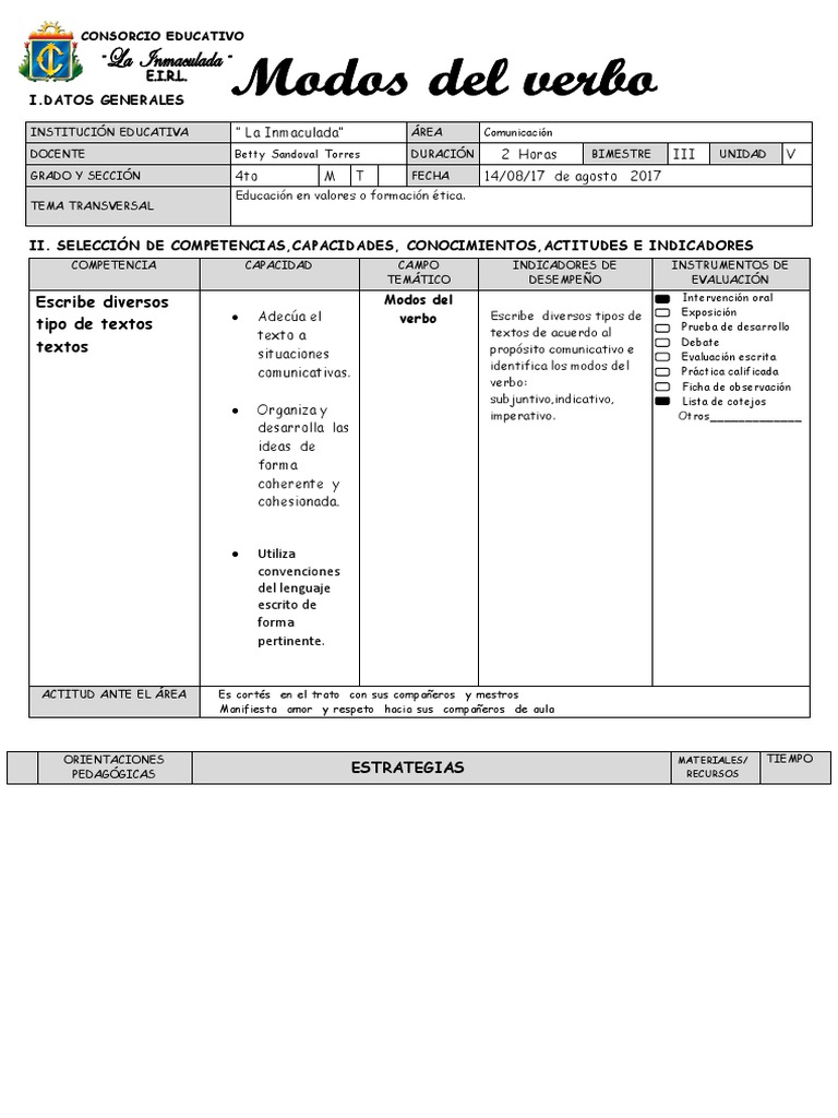 Modos Del Verbo | PDF | Verbo | Aprendizaje
