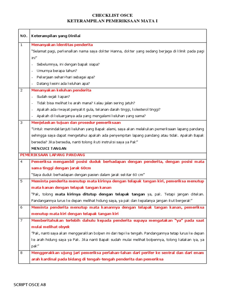 Script Osce Topik Mata A8 | PDF