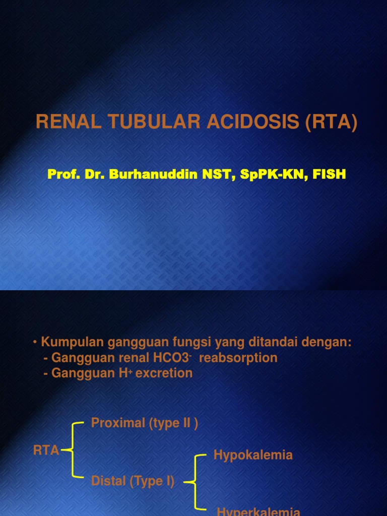 Renal Tubular Acidosis (Rta) | PDF