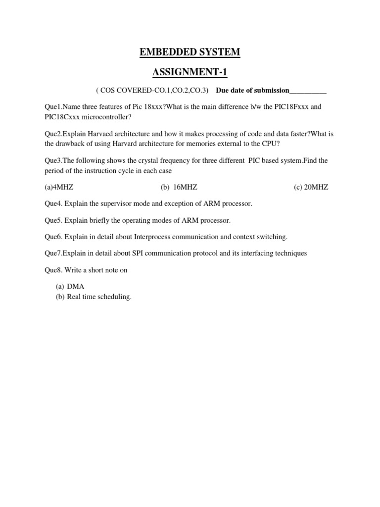 Embedded System Assignment | PDF