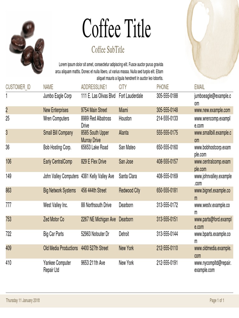 Coffee Title | PDF