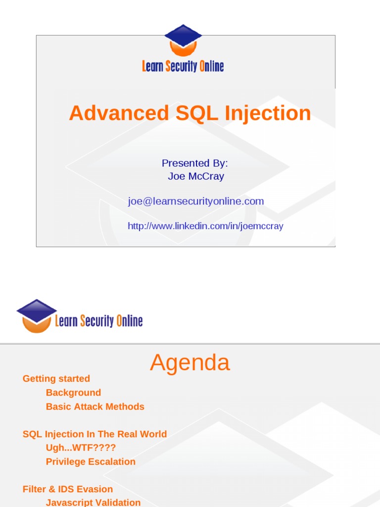 Advanced SQL Injection 2 | PDF | Microsoft Sql Server | Software Engineering
