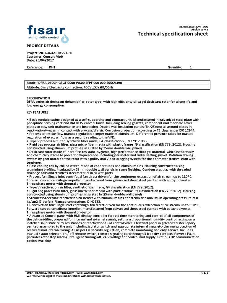 Technical Specification Sheet: Project Details | Download Free PDF ...