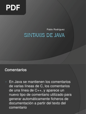 Sintaxis De Java Sintaxis De Java | PDF | Objeto (informática) | Java