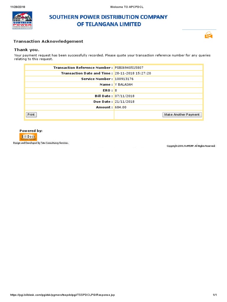 Sreenu Elec Bill | PDF