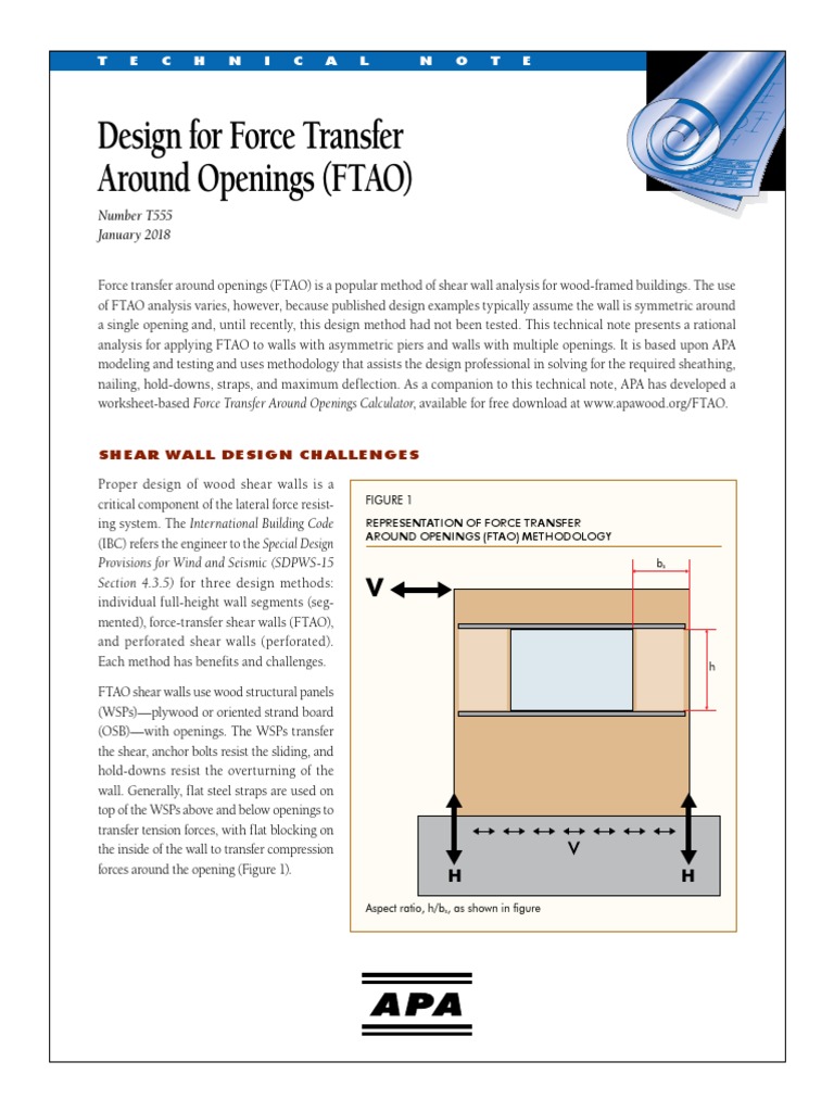 APA Force Transfer Around Openings | PDF | Framing (Construction ...