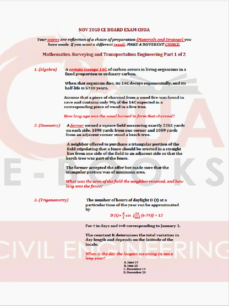 Nov 2018 Ce Board Math Part 1 of 2 Pages 1 To 11 of 19 Chua PDF | PDF