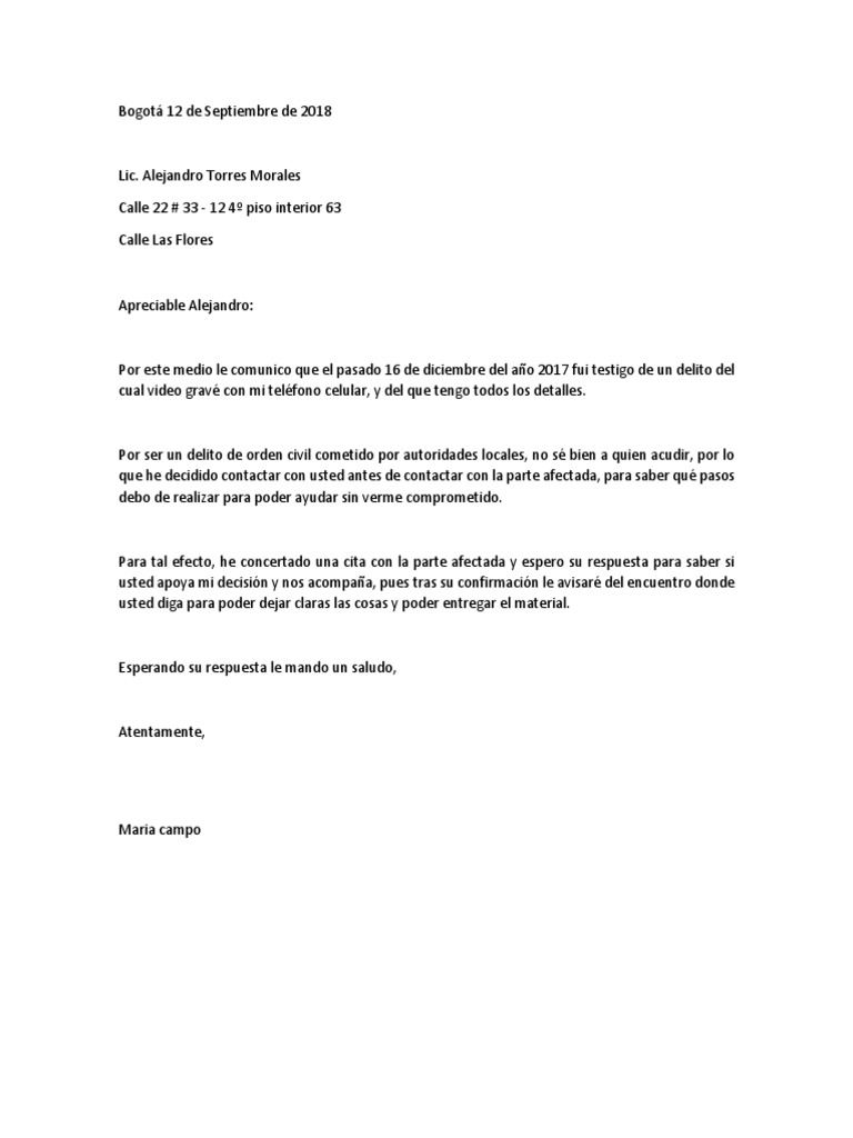 Ejemplo Carta Estilo Bloque | PDF