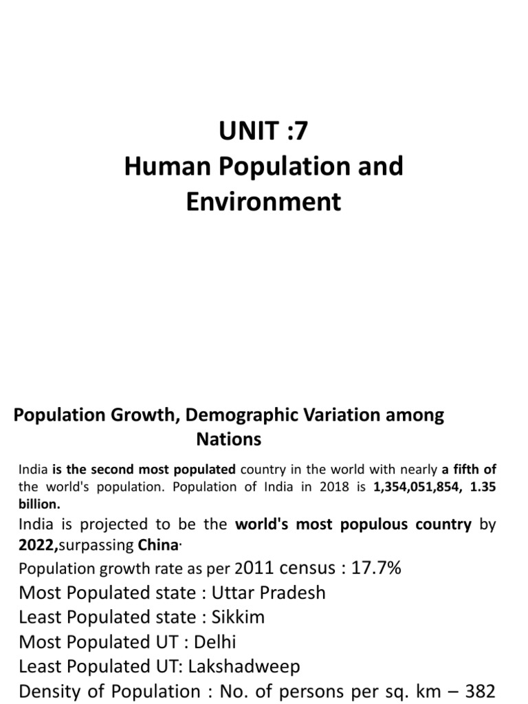Unit 7 Human Popultion and Environment | PDF | Pollution | World Population
