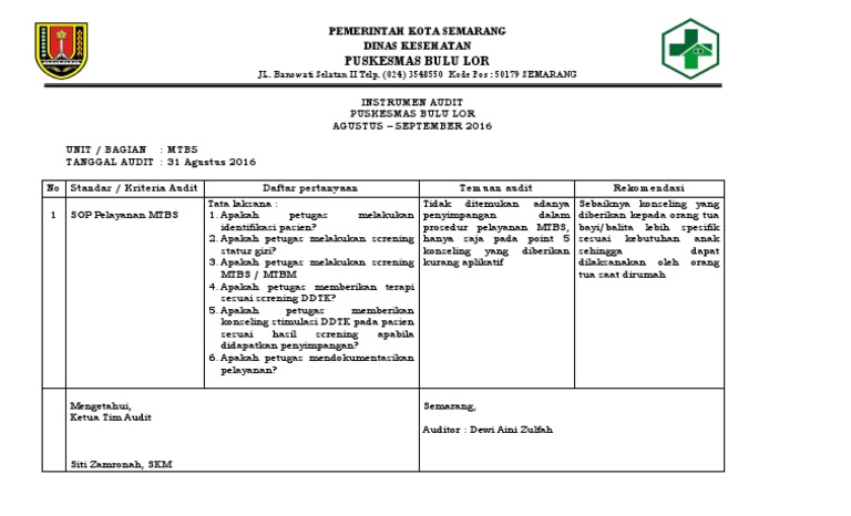 Instrumen Audit MTBS | PDF