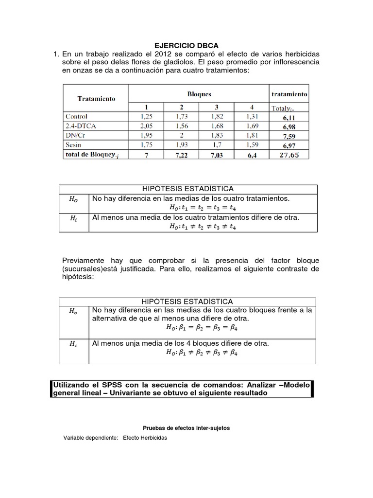 Ejercicio Dbca | PDF | Valor P | Estadísticas