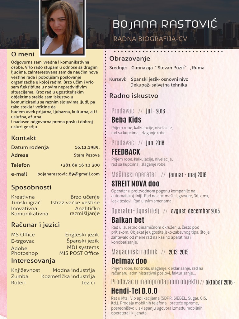 Bojana Rastović CV | PDF