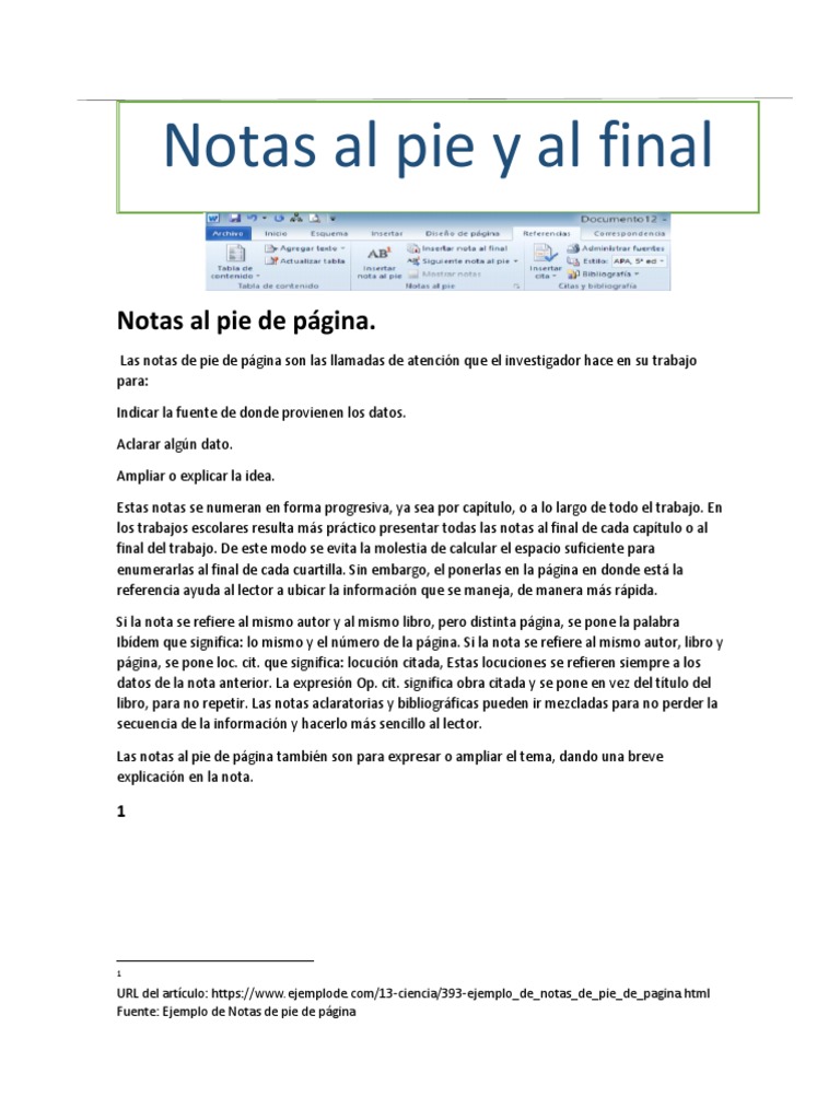 Notas Al Pie y Al Final | PDF | Informática y tecnología de la ...