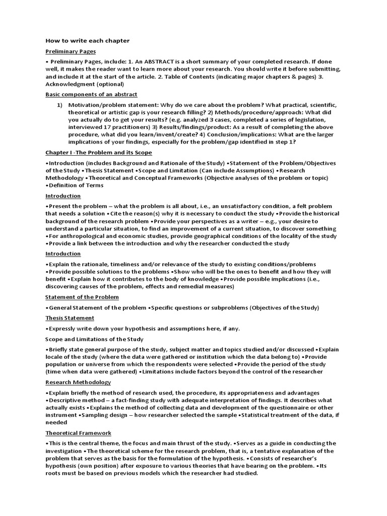 How To Write Each Chapter Pdf Citation Theory