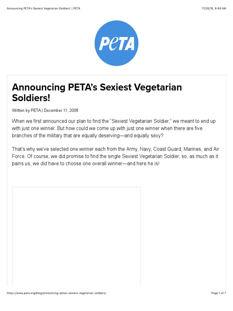 Announcing PETA's Sexiest Vegetarian Soldiers! - PETA | PDF | People ...