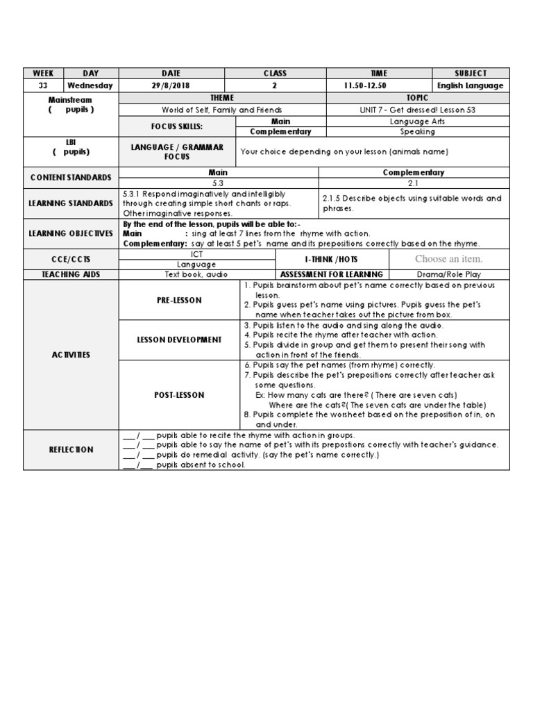 Pets Song LP | PDF | Preposition And Postposition | Learning