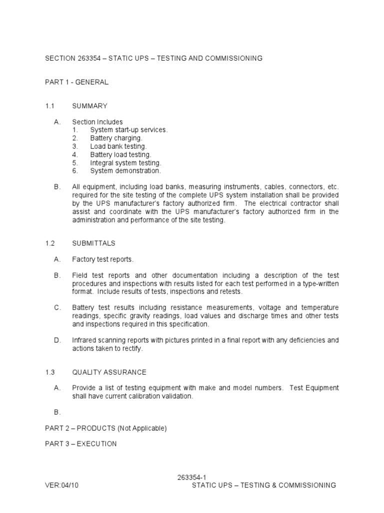 Static Ups Testing.1 | PDF | Power Inverter | Electrical Wiring