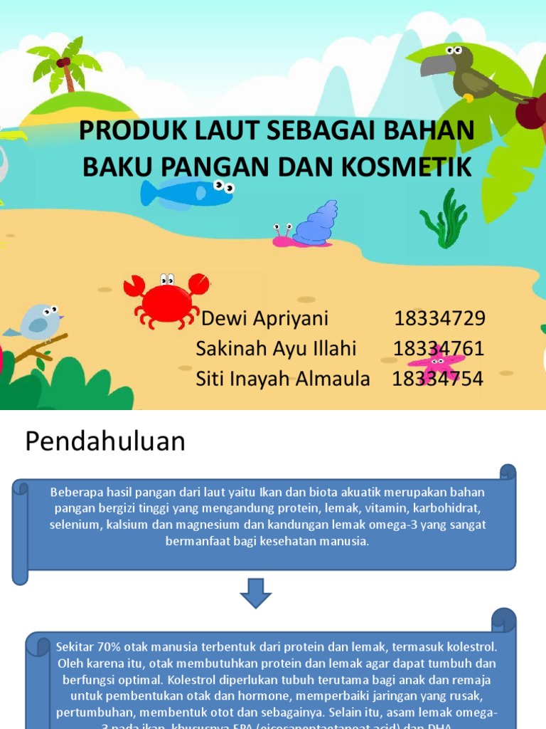 Produk Laut Sebagai Bahan Baku Pangan Dan Kosmetik | PDF