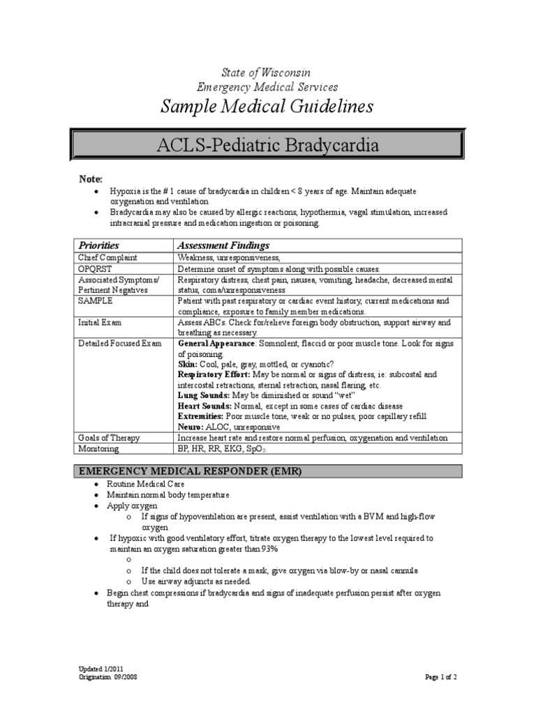 Aclspediatric Bradycardia | PDF | Hypoxia (Medical) | Breathing