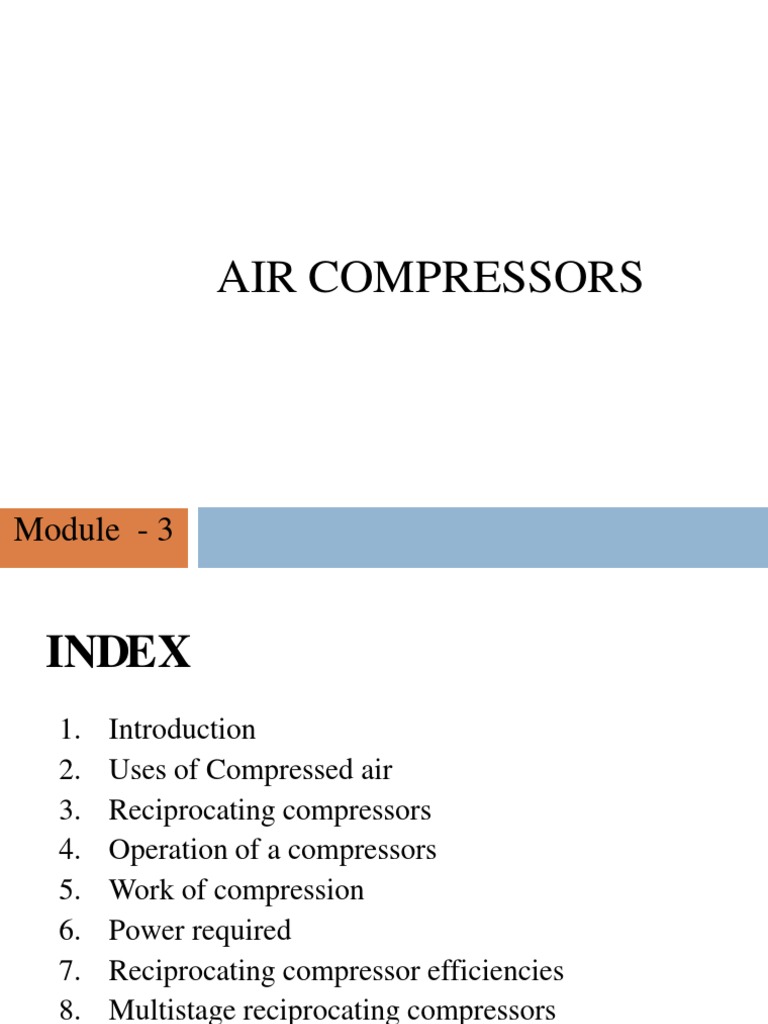 Air Compressors: Module - 3 | Download Free PDF | Turbine | Pump