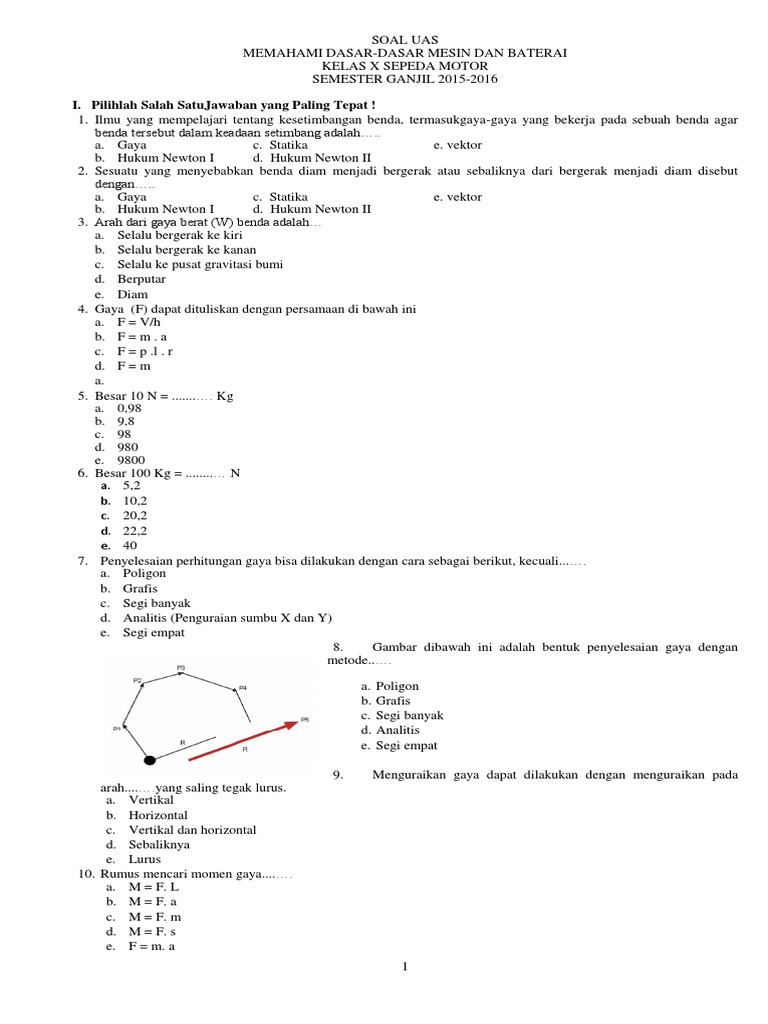 Soal Dasar Mesin TBSM | PDF