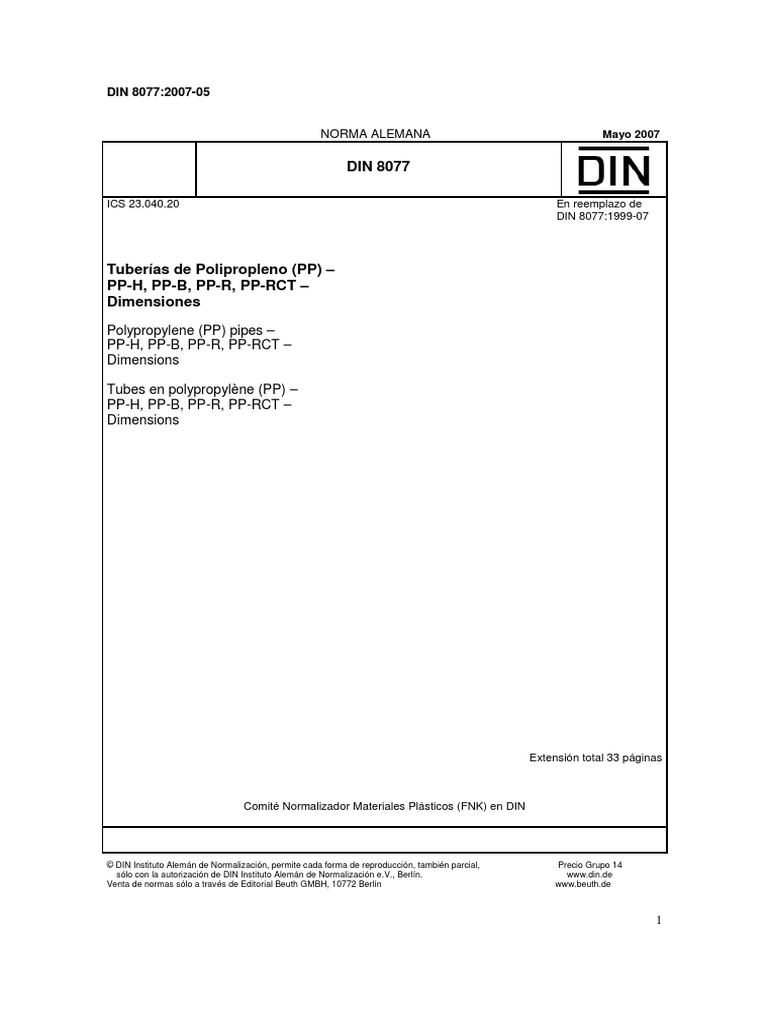 Din 8077 | PDF | Ingeniero civil | Química