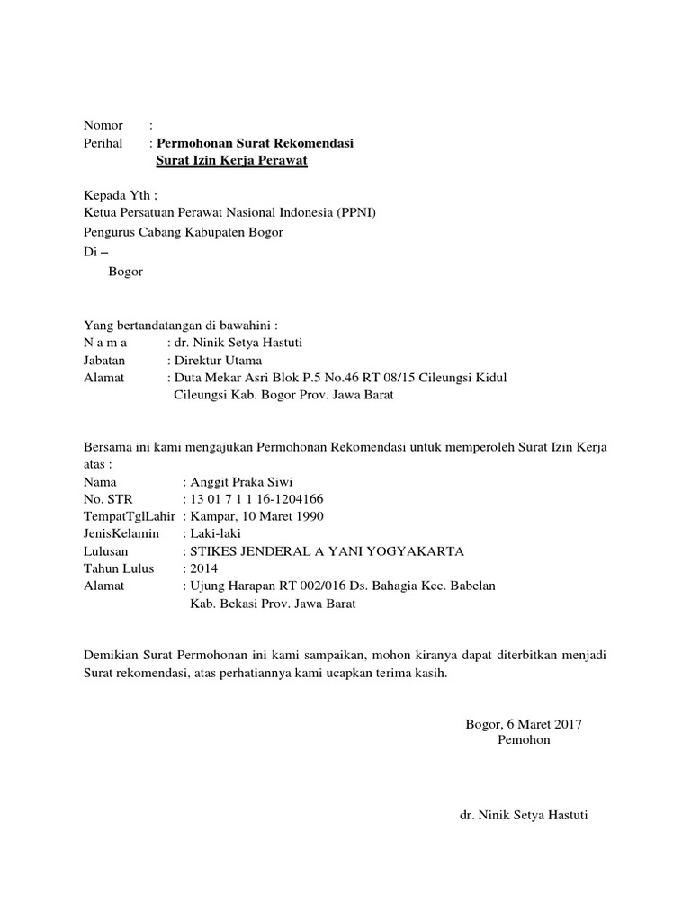 Contoh Surat Rekom | PDF | Gaya Hidup