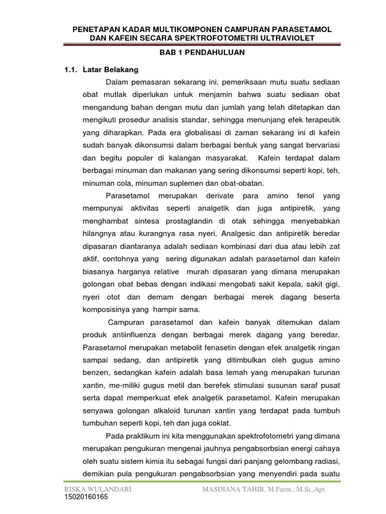 Penetapan Kadar PCT Dan Kafein Riska-1 | PDF