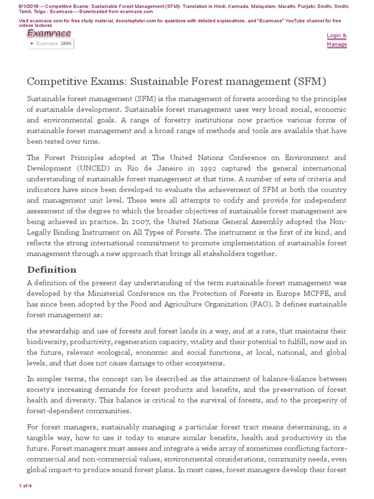 Forestry Sustainable Forest Management Pdf Environmental Social