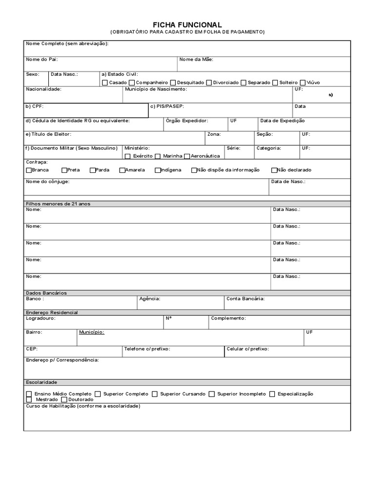 Modelo de Formulário de Cadastro Funcional | Bem-estar