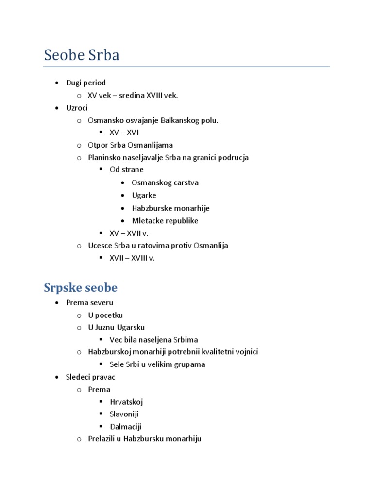 Seobe Srba | PDF
