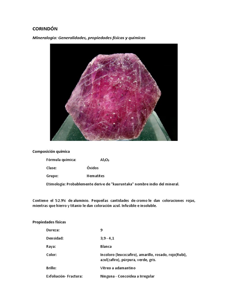 Corindón Informe Exposición | PDF | Minerales | Mineralogía