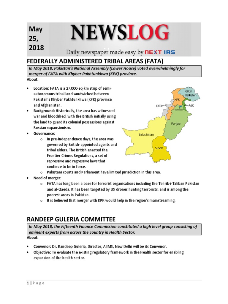 Federally Administered Tribal Areas (Fata) : About | PDF | Federally ...