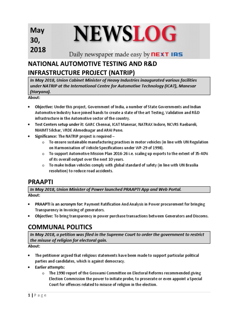 National Automotive Testing and R&D Infrastructure Project (Natrip ...