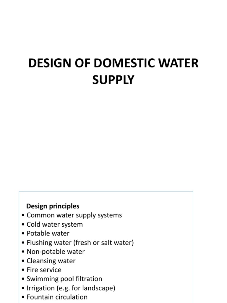 Domestic Water Supply System Design | PDF | Plumbing | Water Heating