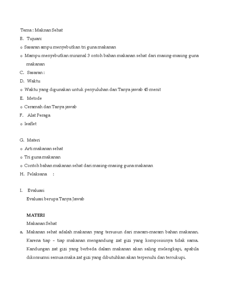 Tri Guna Makanan Sehat dan Contohnya | PDF