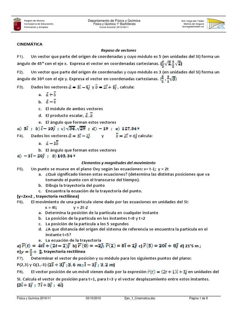 Cinemática y Vectores en Física | PDF | Velocidad | Vector Euclidiano