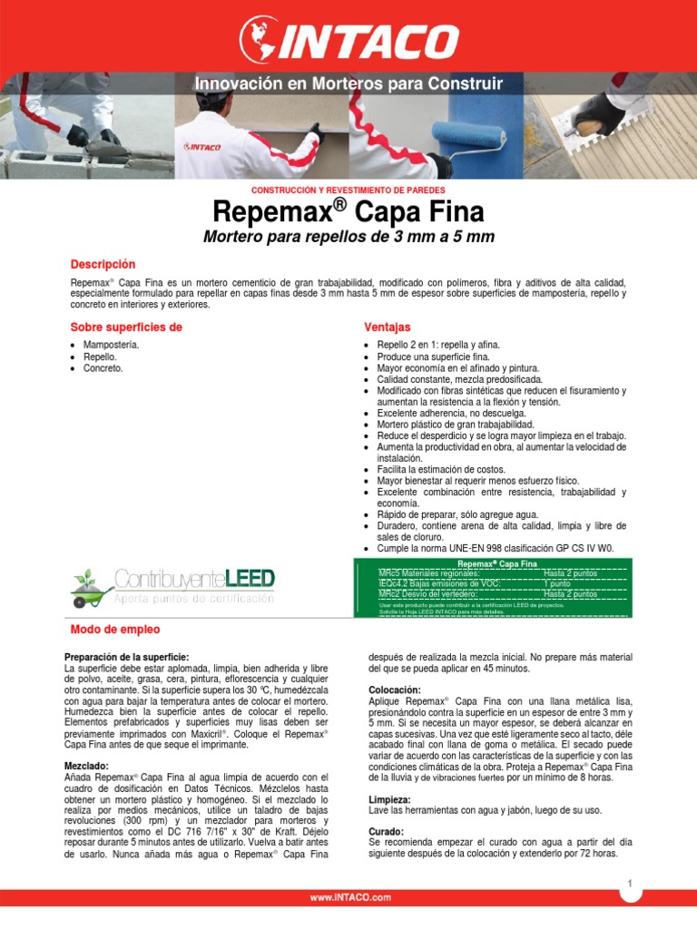 Repemax Capa Fina | PDF | Hormigón | Agua